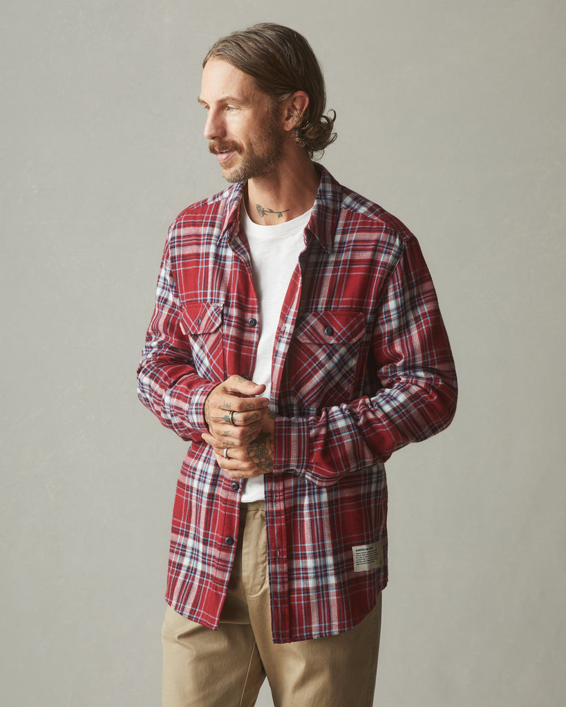 Men's Vintage Flannel - Bonfire Red Plaid