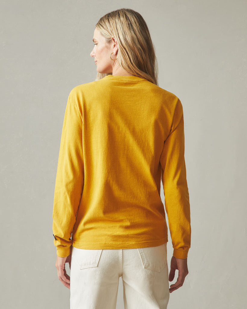 Women's Vintage Crew Long Sleeve Tee - Washed Golden Yellow