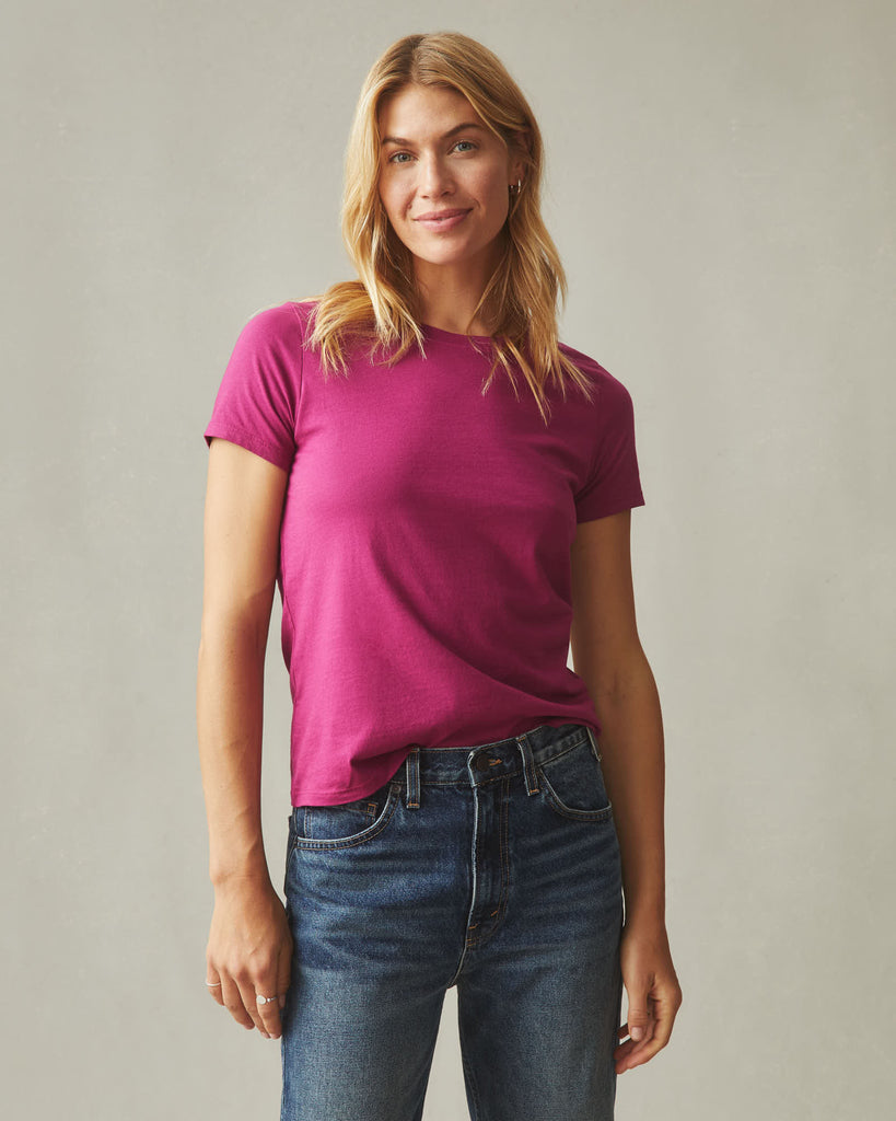 Women's Classic Cotton Crew Tee - Raspberry