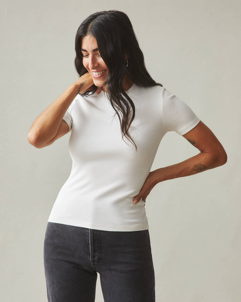 Women's Luxe Rib Crew Tee - White