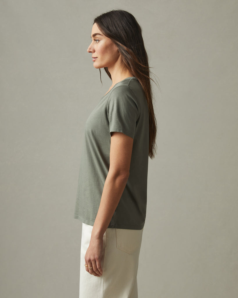 Women's Classic Cotton V-Neck Tee - Mulled Basil