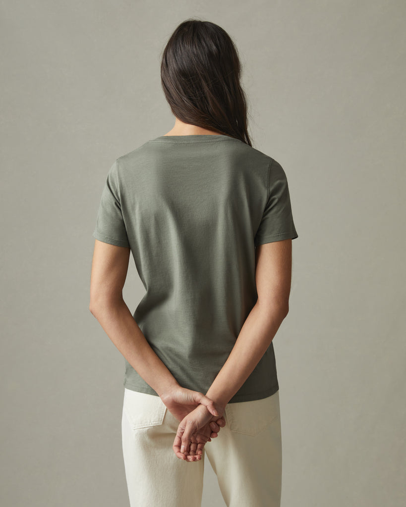 Women's Classic Cotton V-Neck Tee - Mulled Basil